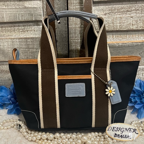 Coach | Bags | Authentic Coach Vintage Hampton Mini Nylon Black Tote ...